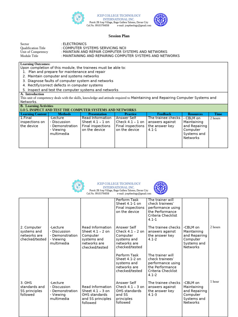 UC4 LO5 Session-Plan- DAYO | PDF | Behavior Modification | Cognition