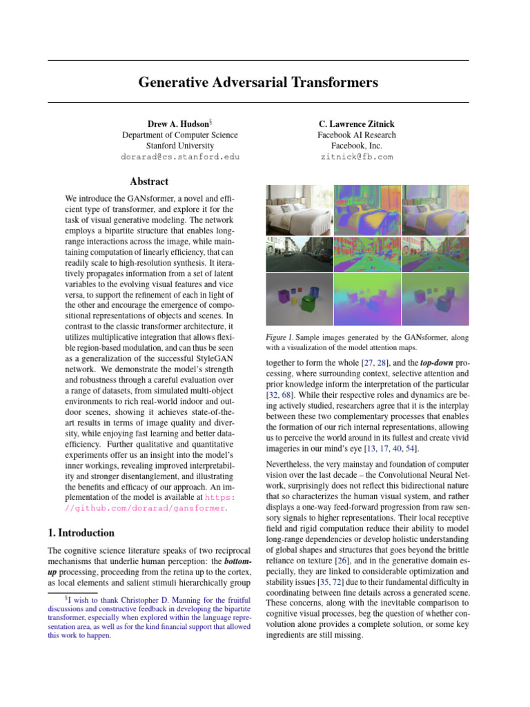 2103 - Generative Adversarial Transformers | PDF | Image Segmentation | Attention