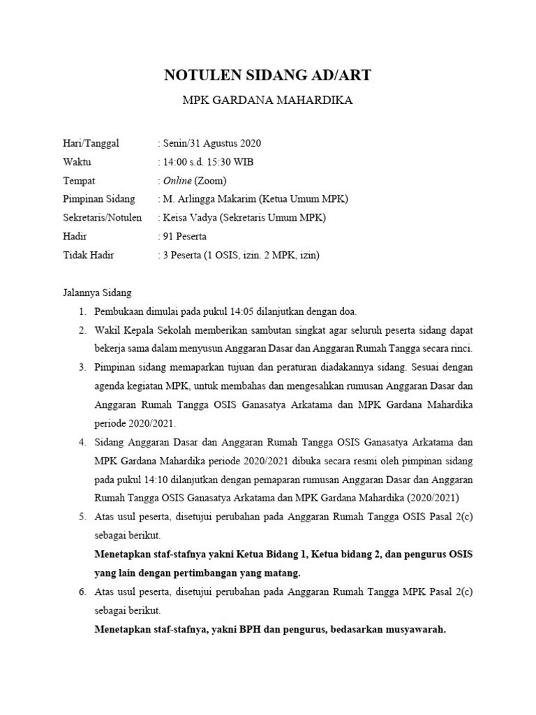 2 - Contoh Notula Sidang | PDF