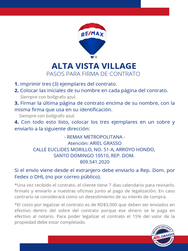 Indicaciones para Firma y Envio de Contrato | PDF