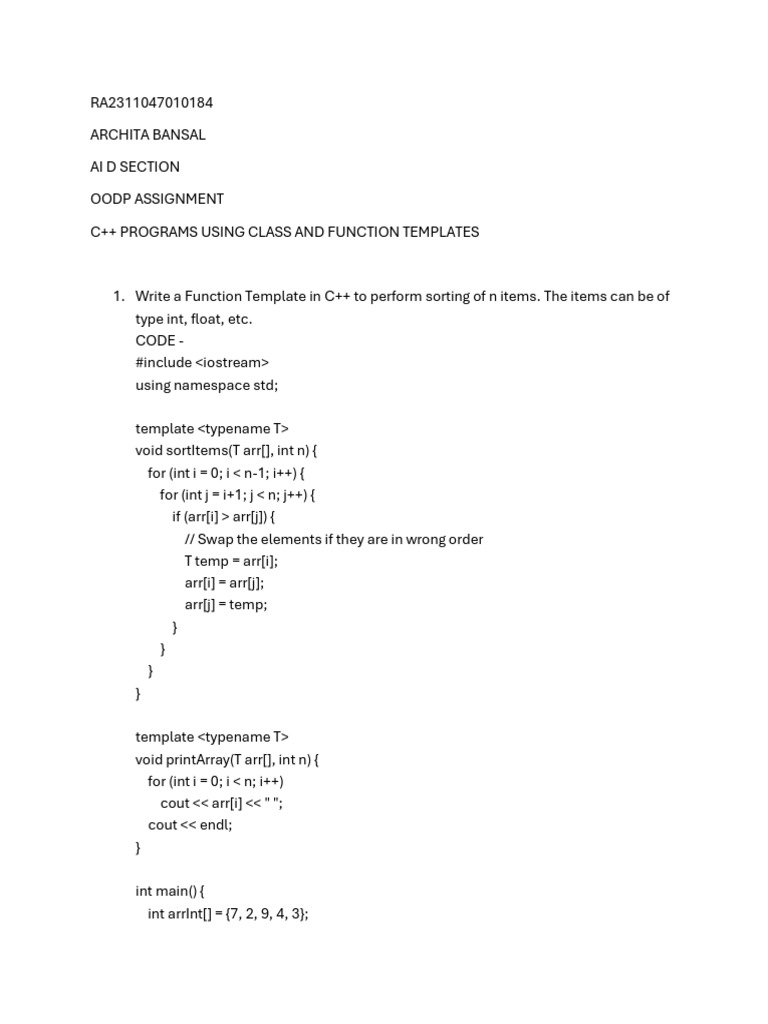 Ra2311047010216 Oodp Assignment | PDF | Namespace | Computer Science