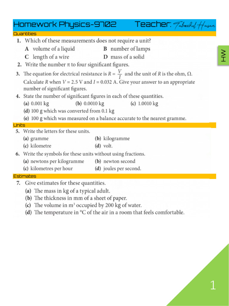 Homework Physics | PDF