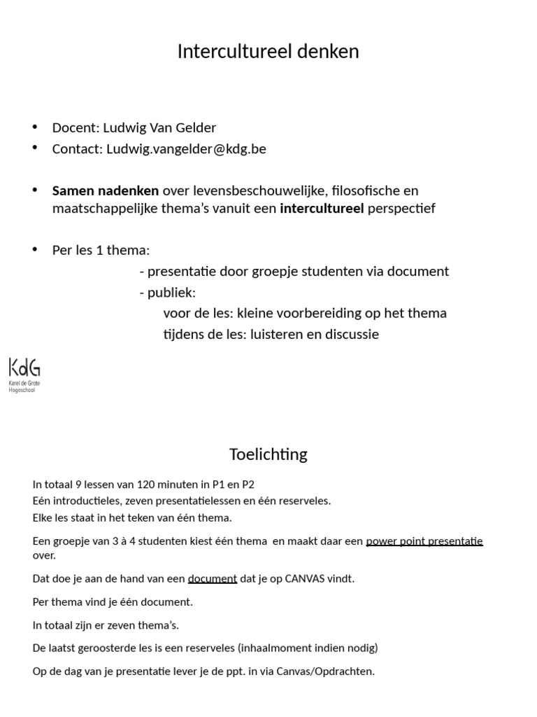Intercultureel Denken-Toelichting Eerste Les | PDF
