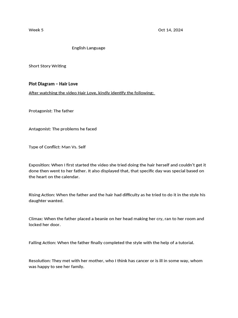 Aneisha Grosvenor - Plot Diagram - Hair Love | PDF