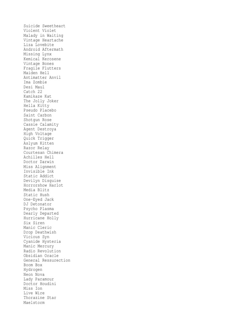 Killjoy Name Ideas | PDF | Law | Poetry