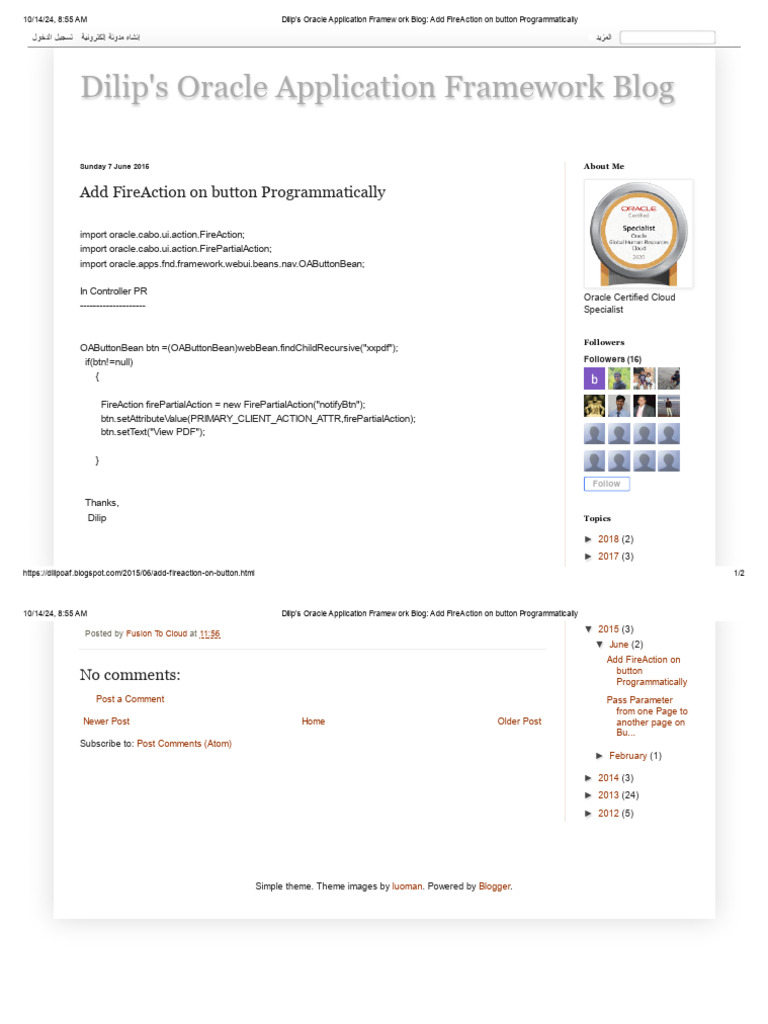 Dilip's Oracle Application Framework Blog - Add FireAction On Button Programmatically | PDF ...