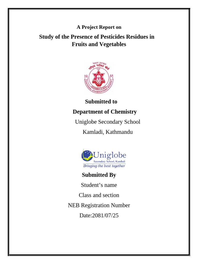 Project Work Cover Page and Inner Page Template - 2081 (XII) | PDF