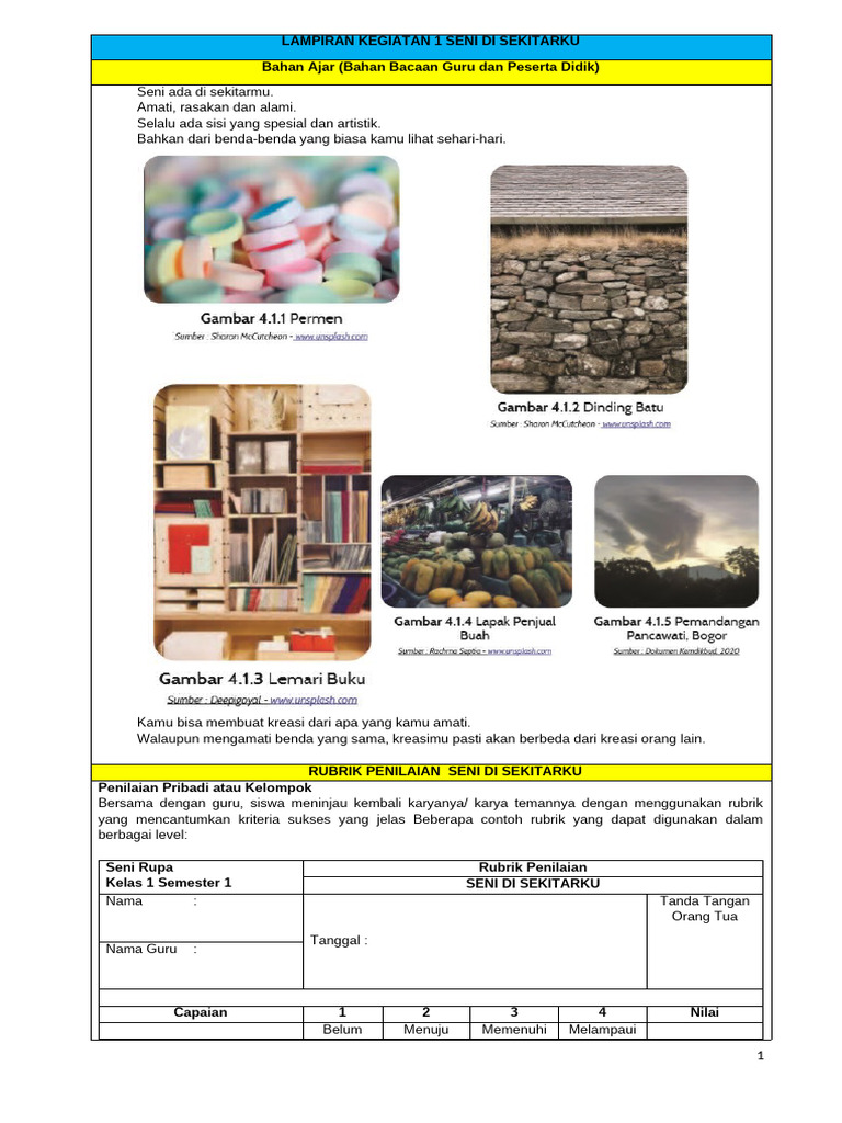 LKPD Seni Rupa Kelas 1: Bentuk Geometris | PDF