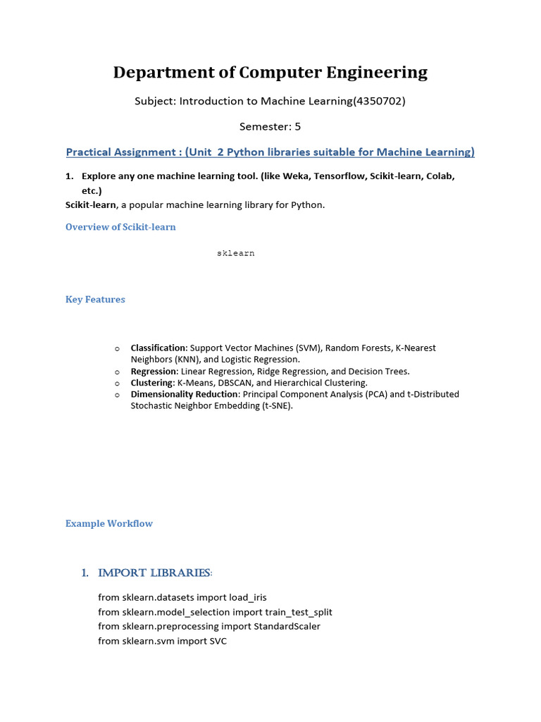 Iml Practical Assignment | PDF | Support Vector Machine | Machine Learning