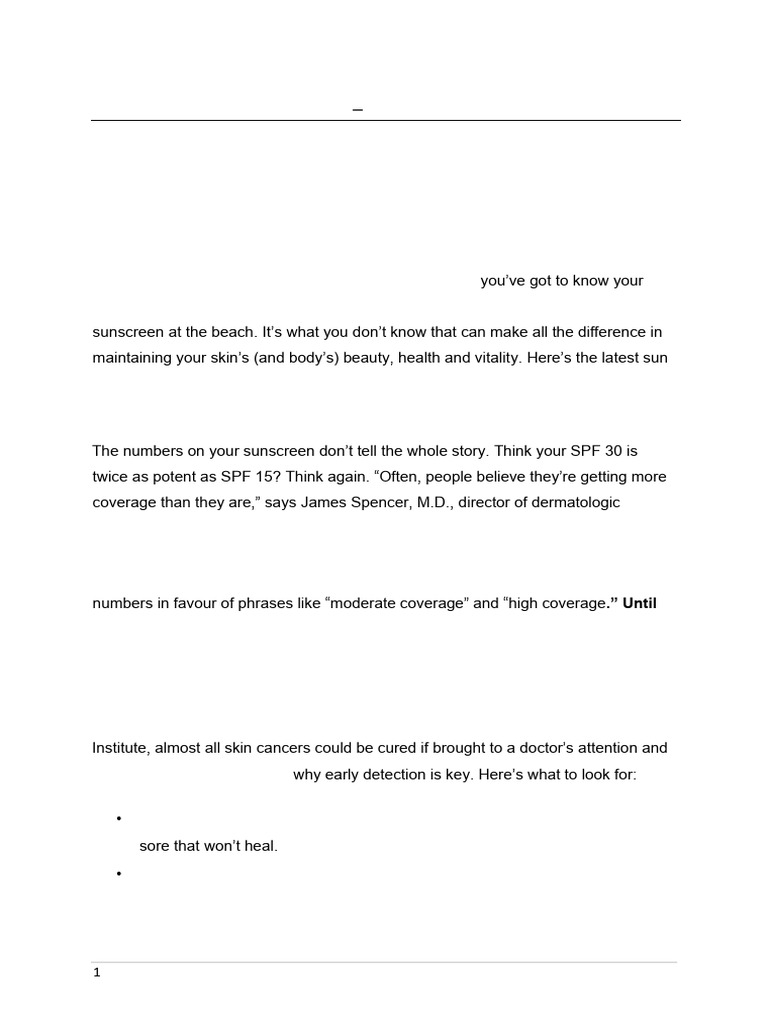 Worksheet - Paper 1 - Textual Editing | PDF | Sunscreen | Ultraviolet