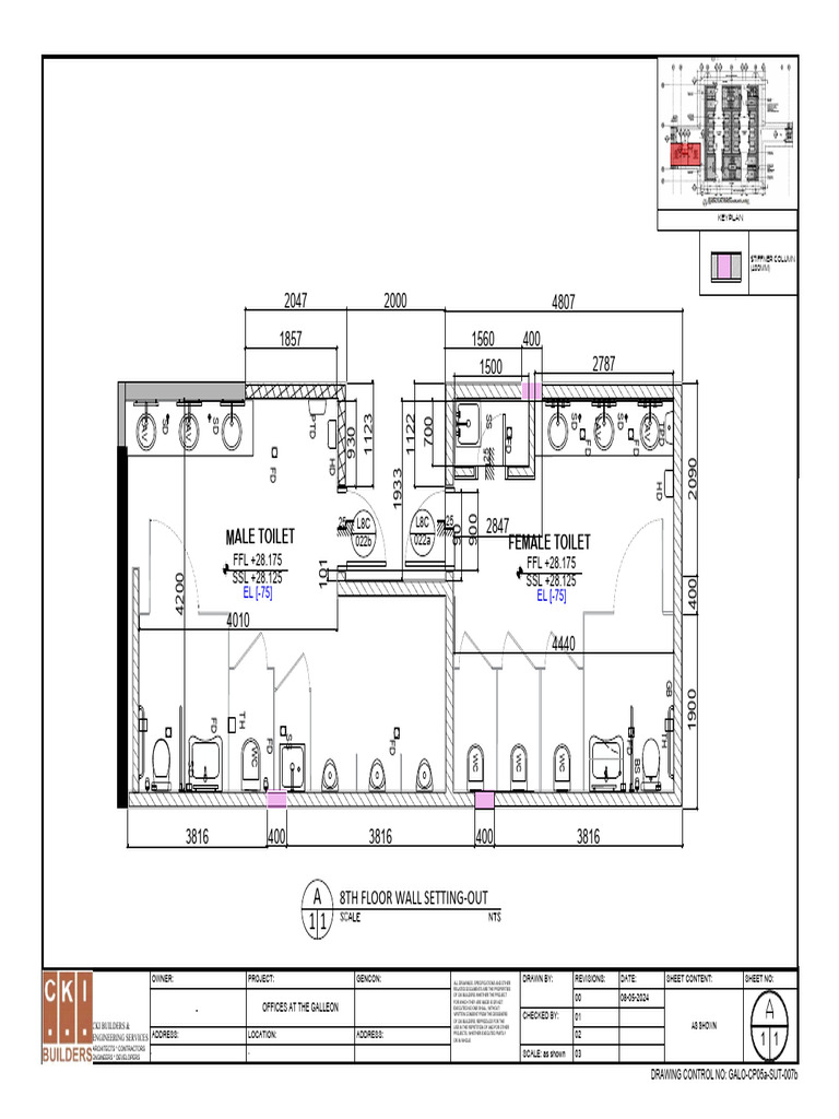 8th FLR Toilet Wall Setting-Out | PDF
