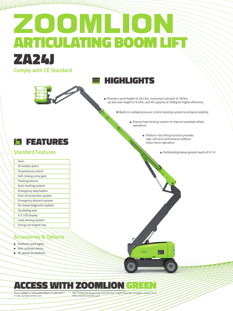 18-ZOOMLION Articulating Boom Lifts ZA24J | PDF | Motor Vehicle | Land ...