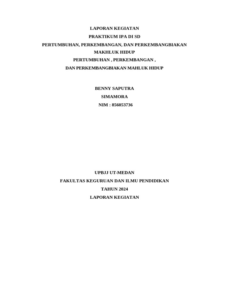 Modul 1 KP 3 Pertumbuhan Dan Perkembangan Makhluk Hidup | PDF