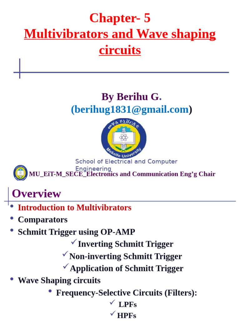 Chapter 5 Multivibrators & Wave Shaping Circuits Finalized | PDF | Low Pass Filter | Electronic ...