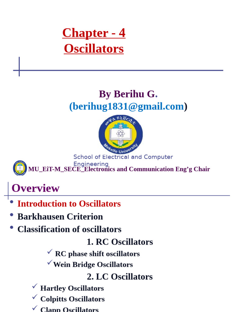 Chapter - 4 Oscillators Finalized | PDF | Electronic Oscillator | Amplifier