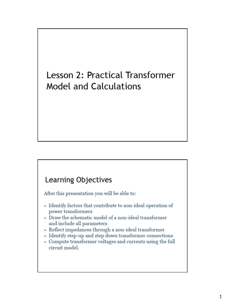 Non-Ideal Transformer Modeling Guide | PDF | Transformer | Inductor