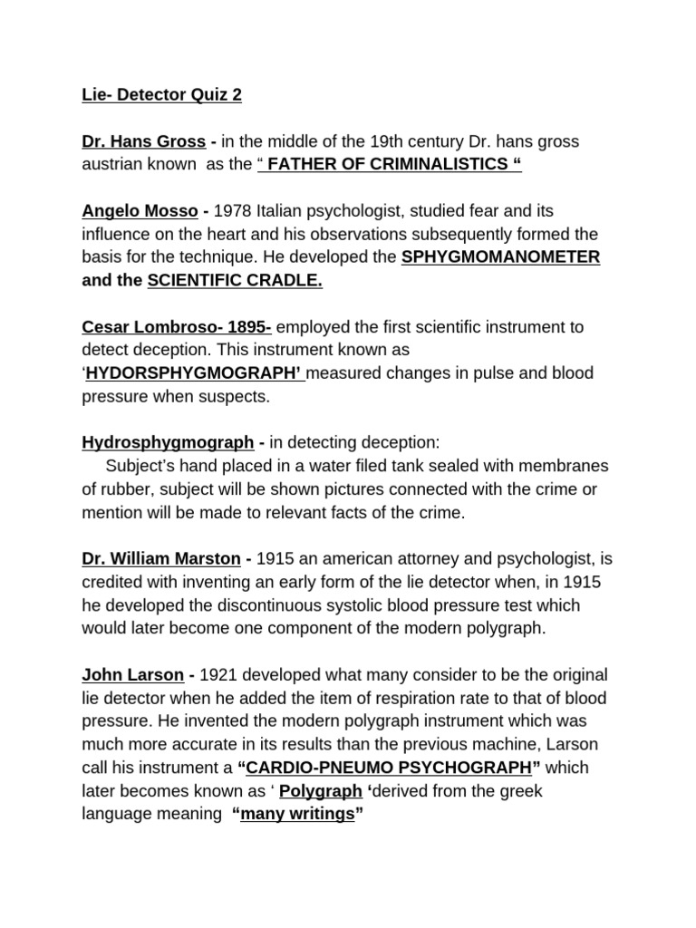 Evolution of Lie Detection Methods | PDF | Polygraph