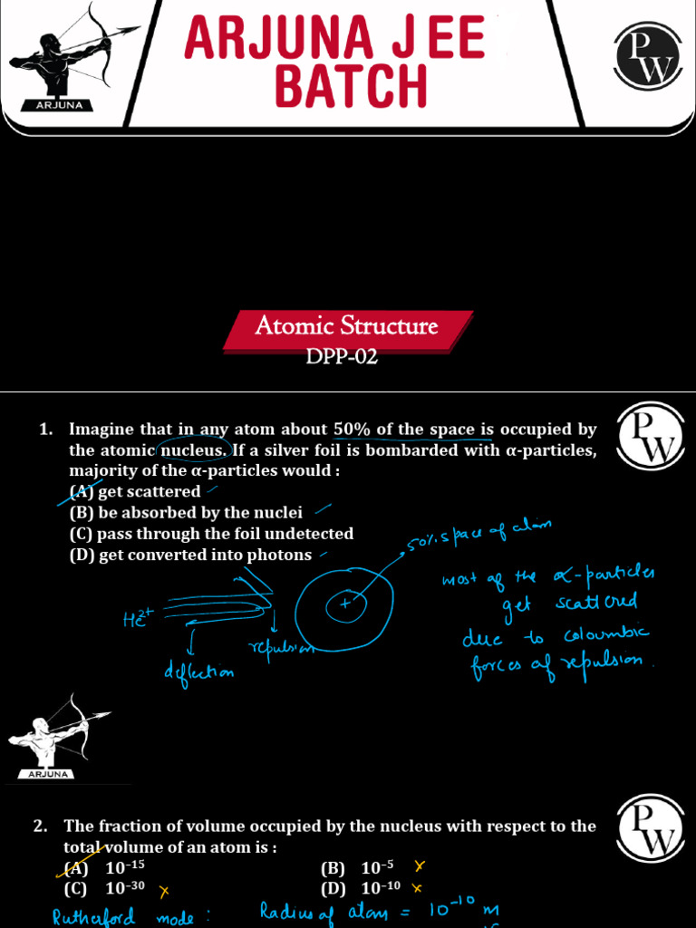 Atomic Structure - DPP 02 Solution Notes | PDF | Atomic Nucleus | Atoms