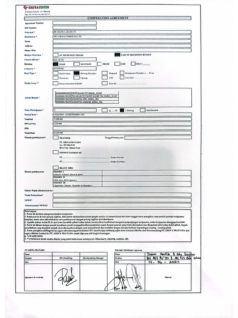 Form Sewa Chiller - CS2 POLA SEHAT - YOMART GRUP | PDF