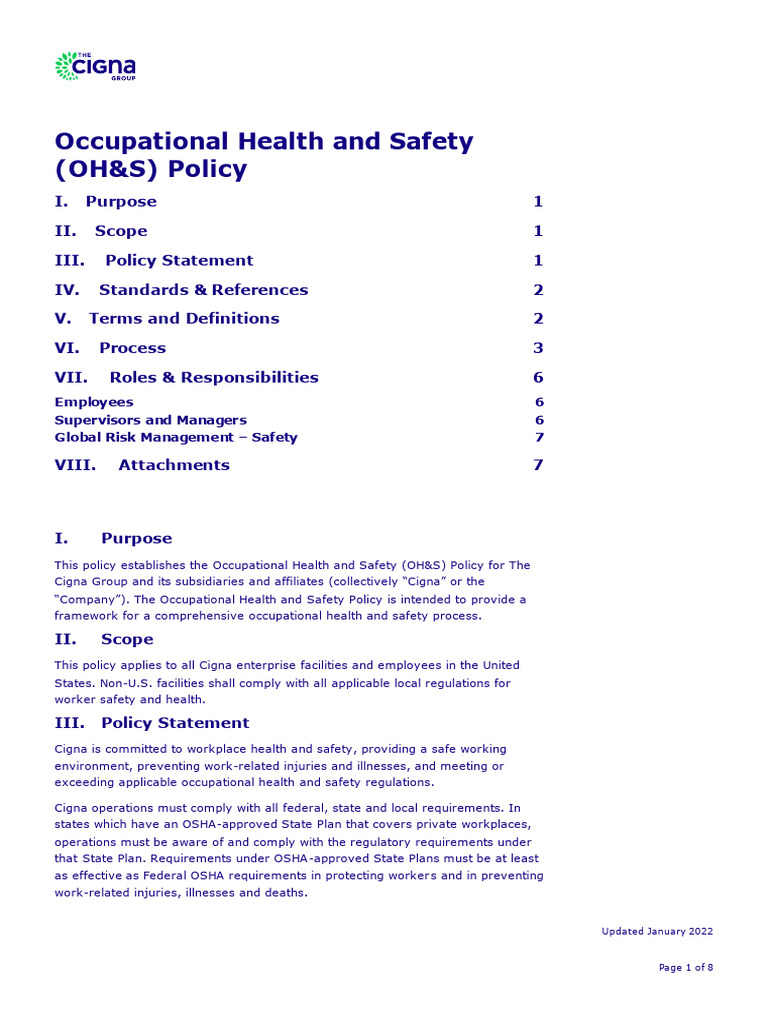 occupational-health-and-safety-policy | PDF | Occupational Safety And Health | Safety