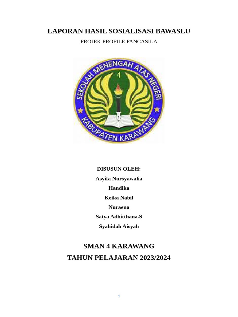 Laporan Bawaslu Projek Profile Pancasila Kelompok 6 | PDF