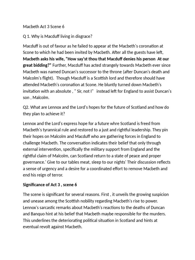 Macbeth Act 3 scene 6 | PDF | Macbeth