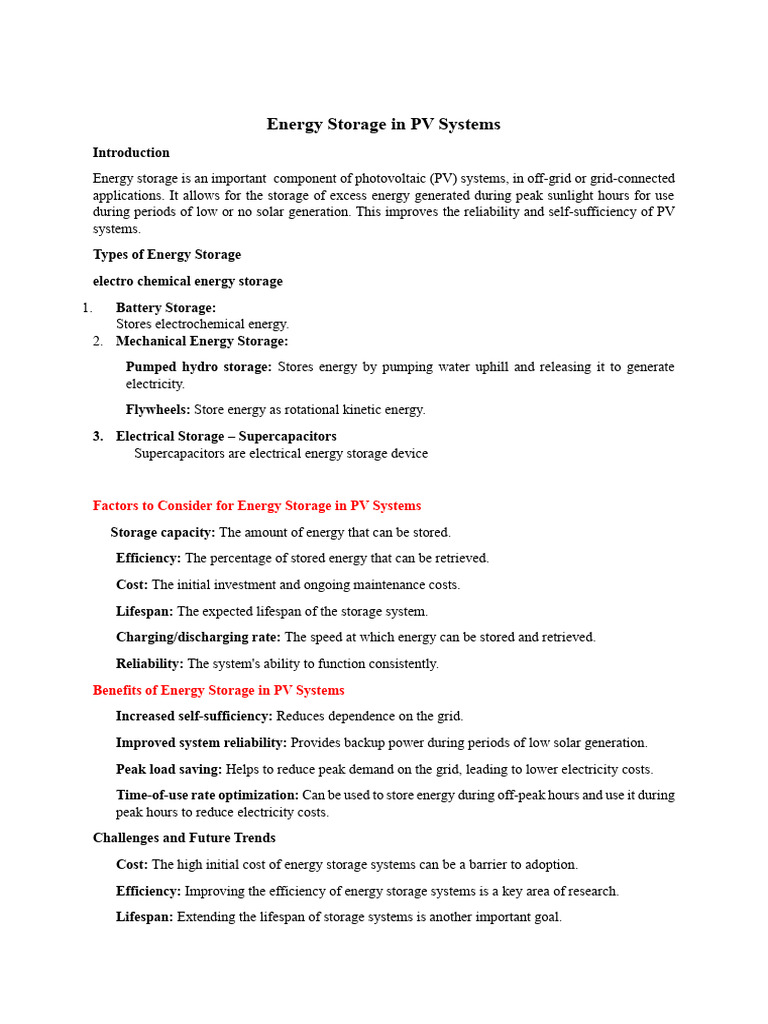 5_unit_Energy Storage in PV Systems | PDF | Energy Storage | Photovoltaic System