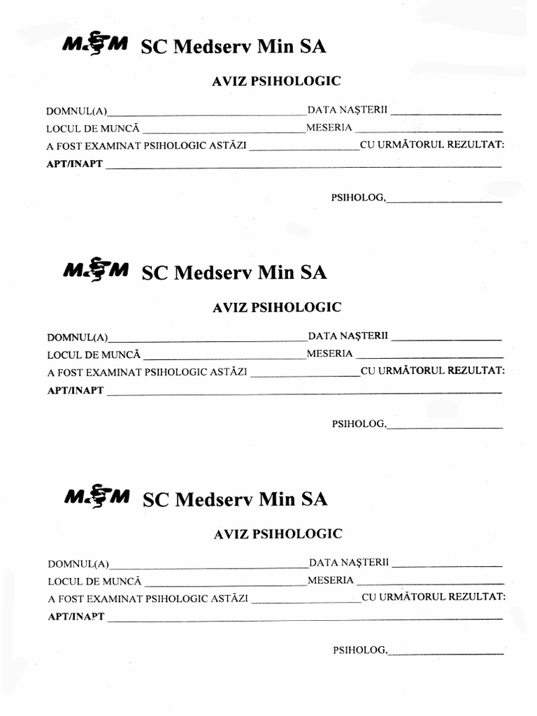 Aviz Psihologic | PDF