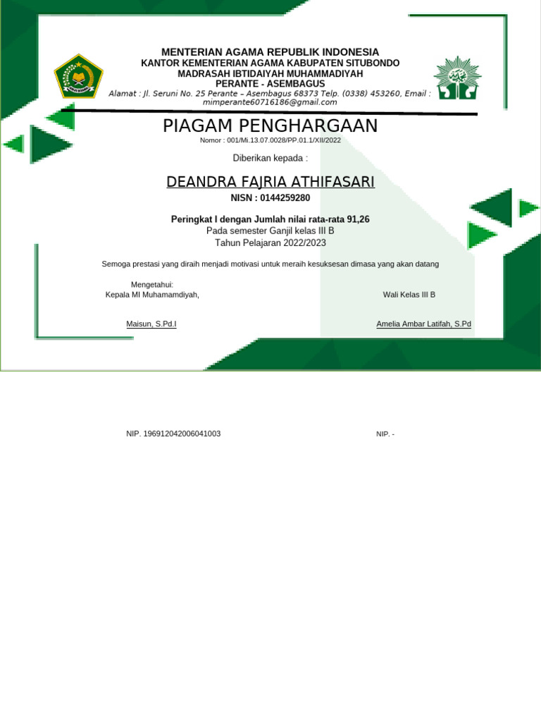 SERTIFIKAT Juara lomba | PDF