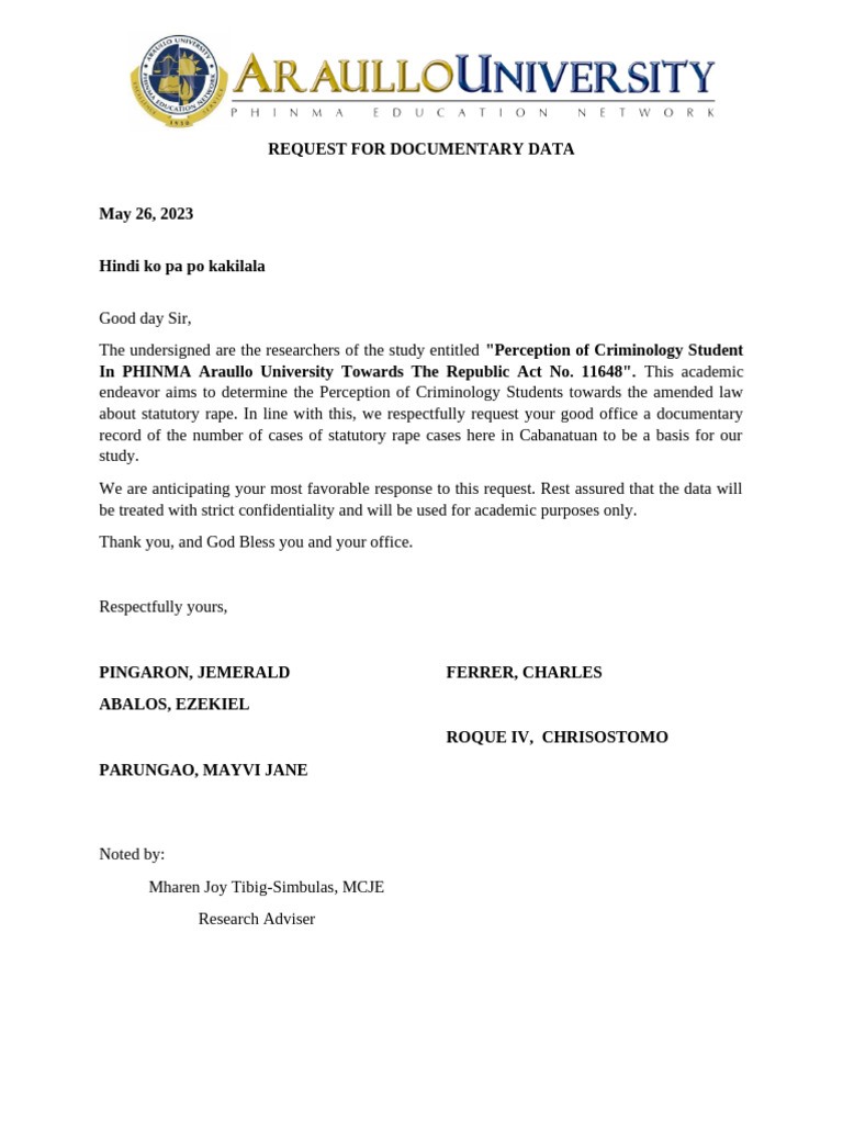 Sample-Documentary-Data-Letter Group 2 | PDF