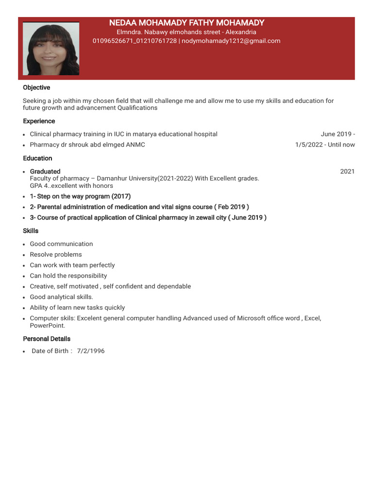 CV_Dr_Nedaa Mohamady | PDF