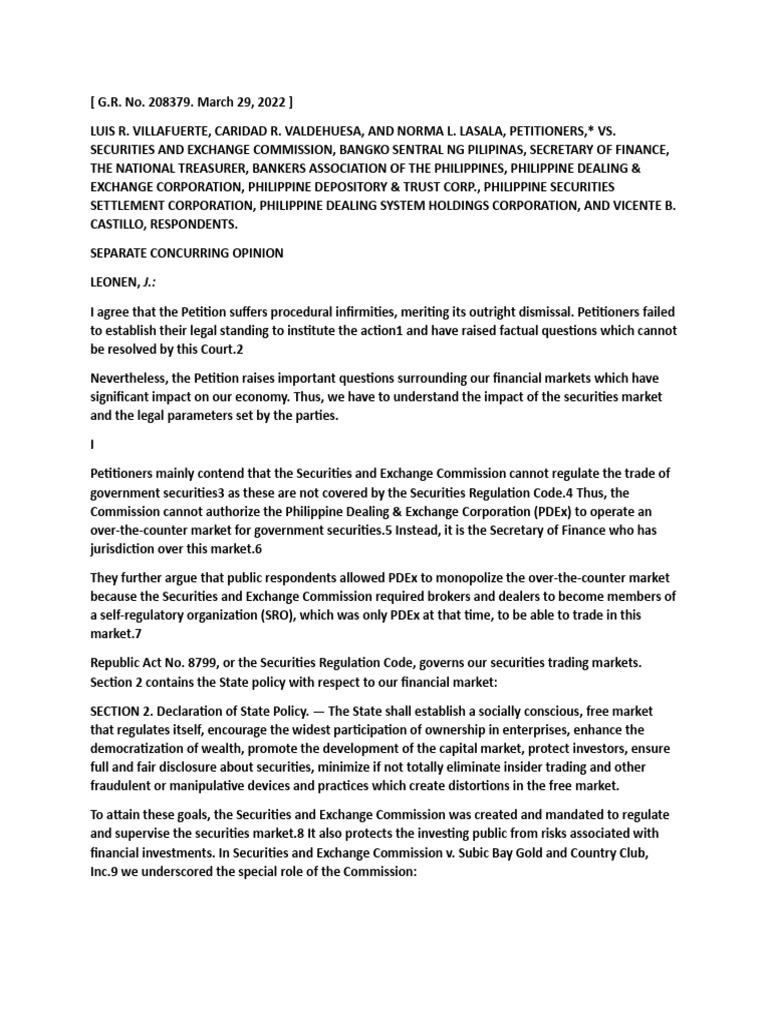 07.1 SEPARATE CONCURRING OPINION OF J.LEONON (VILLAFUERTE V SEC) | PDF ...