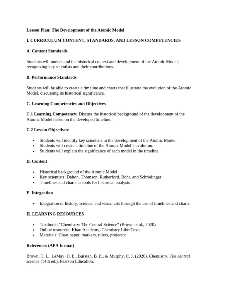 Evolution of the Atomic Model Lesson Plan | PDF | Electron | Atoms