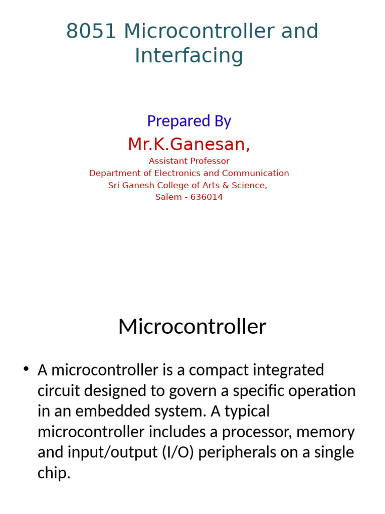 8051 Microcontroller and Interfacing | PDF | Microcontroller | Central Processing Unit