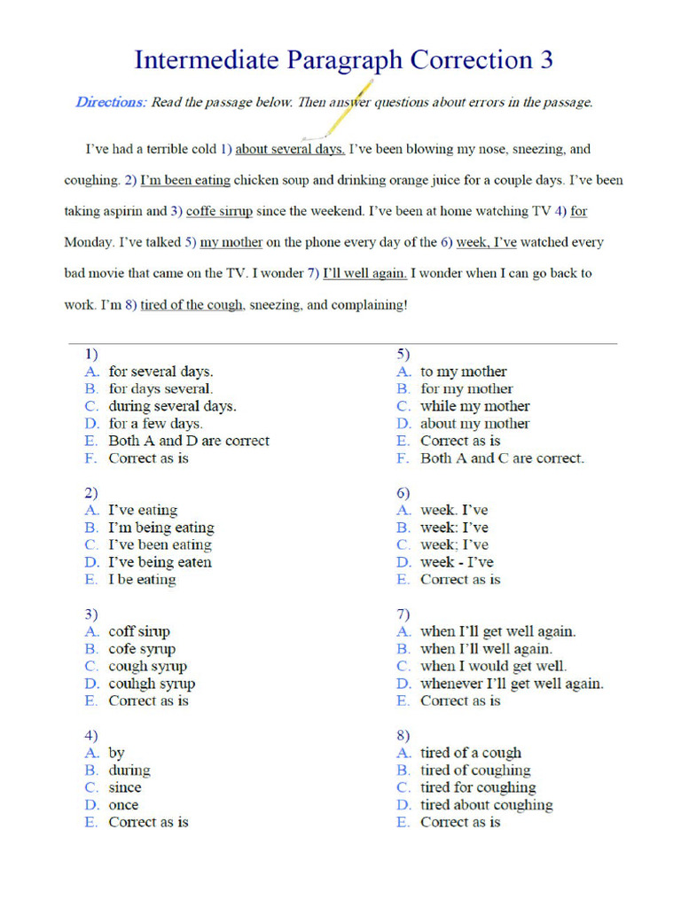 Paragraph Correction 3 | PDF