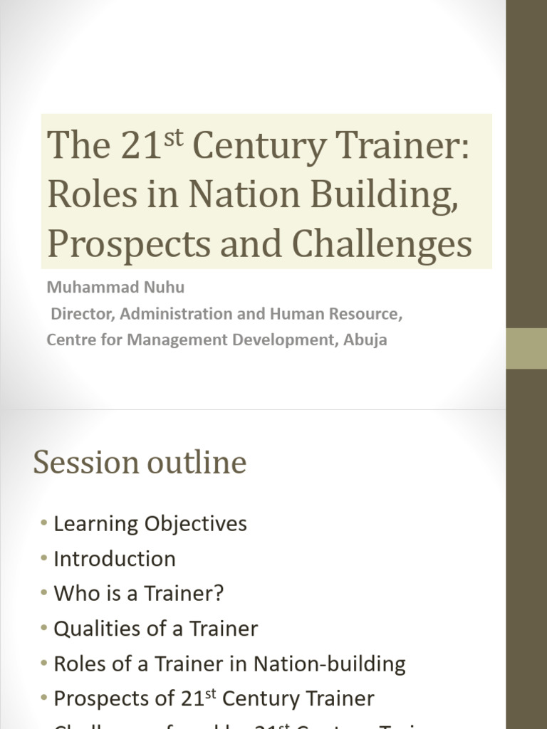 THE 21st CENTURY TRAINER ROLES IN NATION BUILDING, PROSPECTS AND CHALLENGES | PDF | Cognition ...