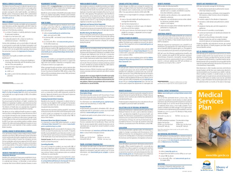MSP Brochure BC | PDF | Insurance | Medicare (United States)