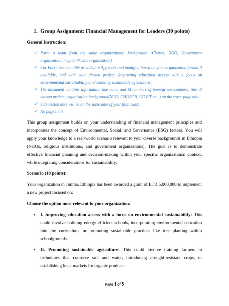 Group Assignment Financial Management Pdf Expense Teachers