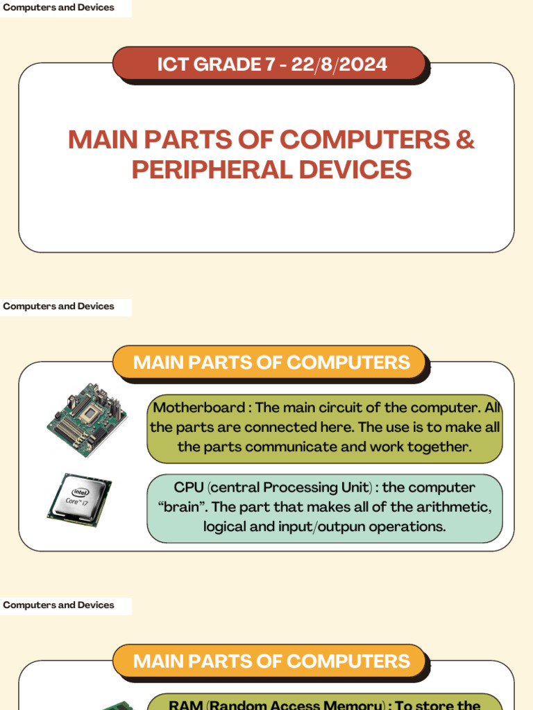 Main Parts of Computers Peripheral Dev | PDF | Input/Output | Computer Data Storage