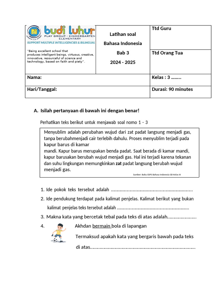 Latihan Soal Bindo Bab 3 | PDF