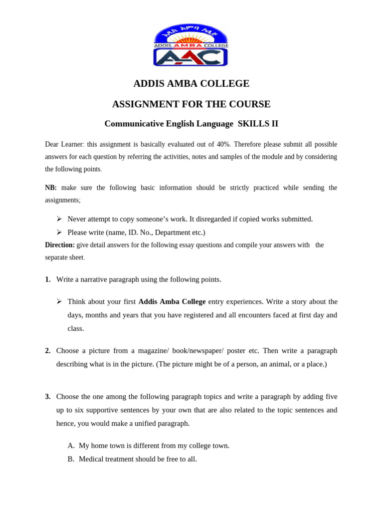 Communicative English Language Skills II Assignment | PDF