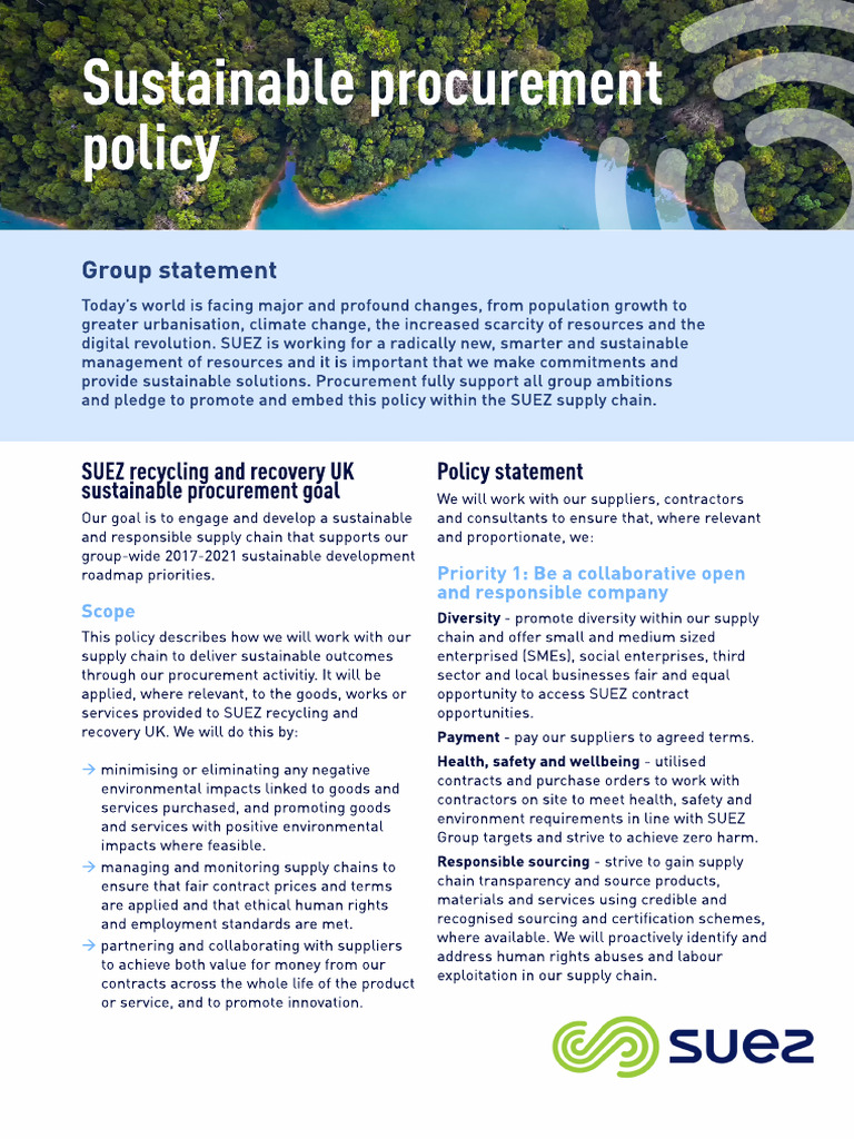 SUEZ SustainableProcurementPolicy 2021 | PDF