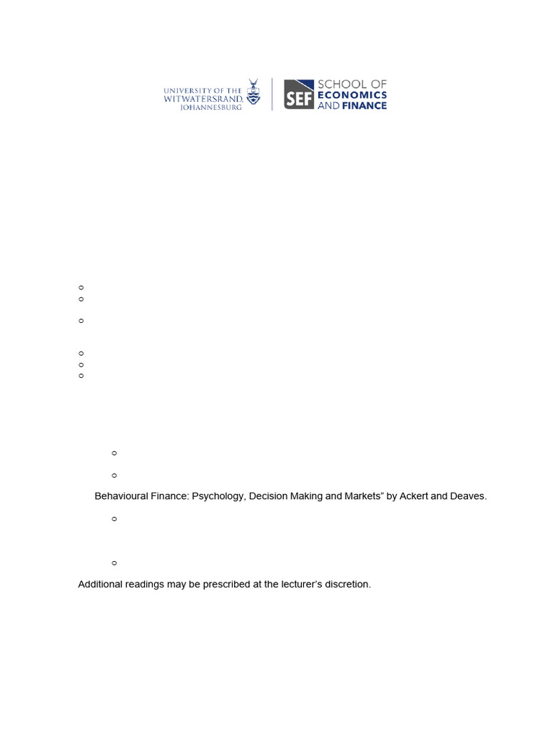 Portfolio Management - Course Outline 2024 | PDF | Investment ...