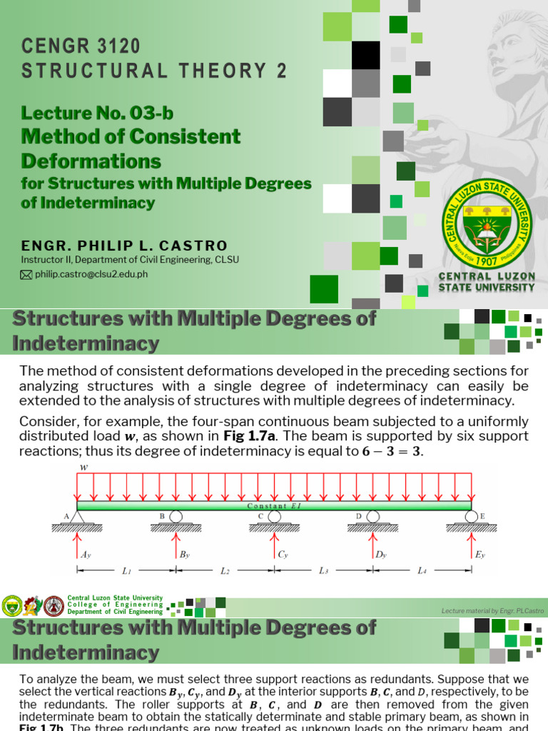 Lecture 03b Method Of Consistent Deformations For Structures With Multiple Degrees Of