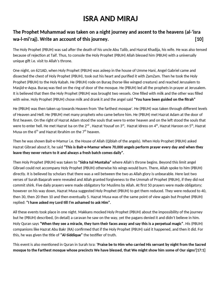 Benchmark Miraj Journey | PDF | Muhammad | Religious Belief And Doctrine