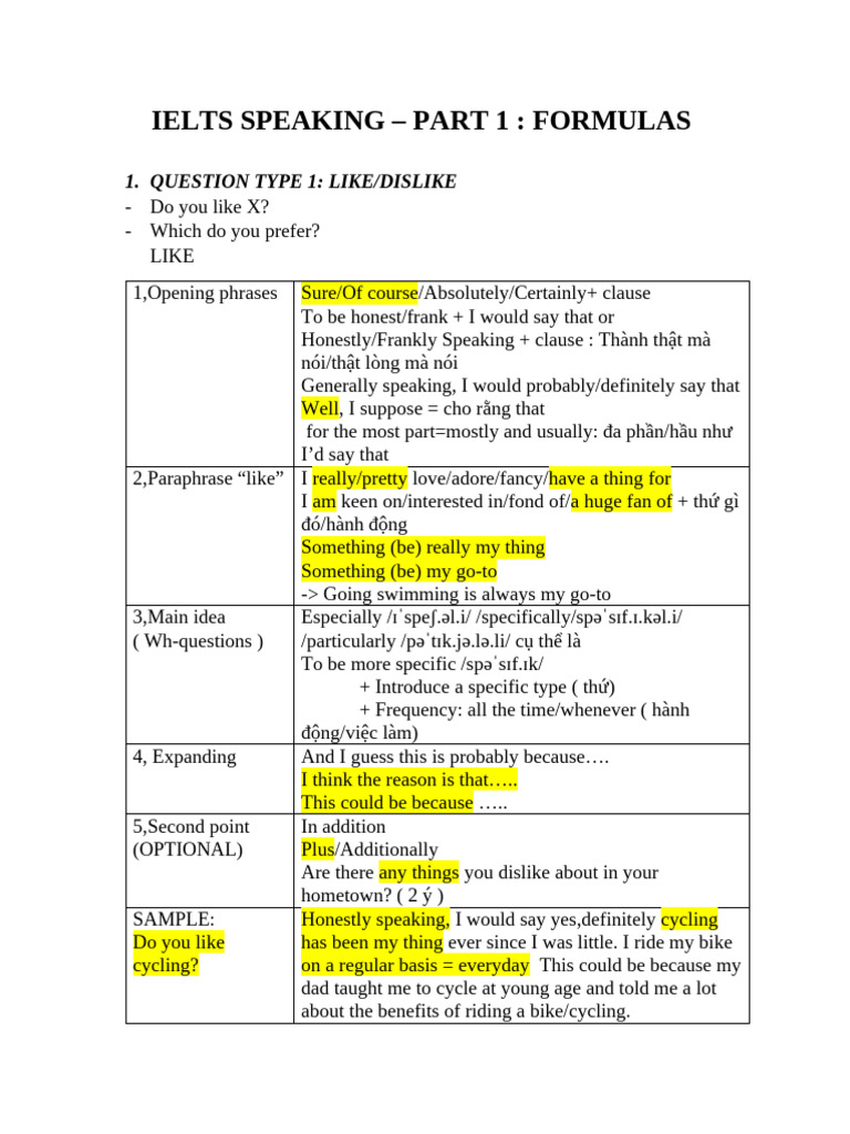 Speaking Formulas Part 1 | PDF