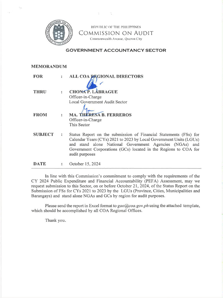 GAS Memo Dtd. October 15, 2024 - All ROs | PDF