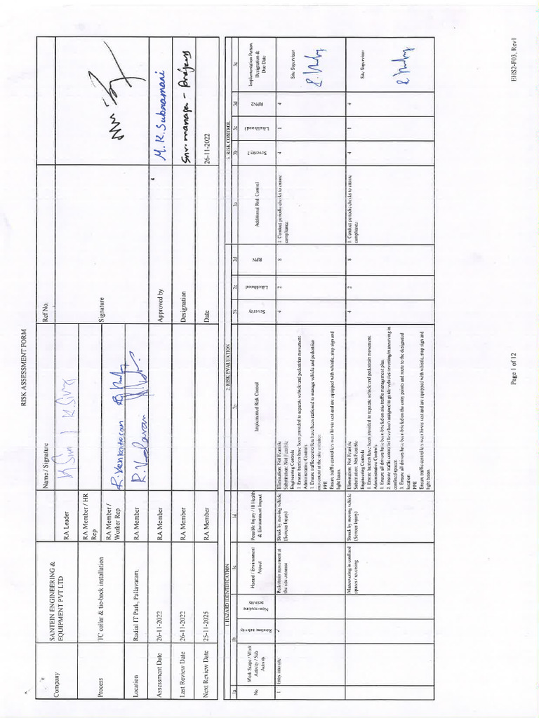 034 Risk Assessment TC Coller & Tie Back Installation | PDF