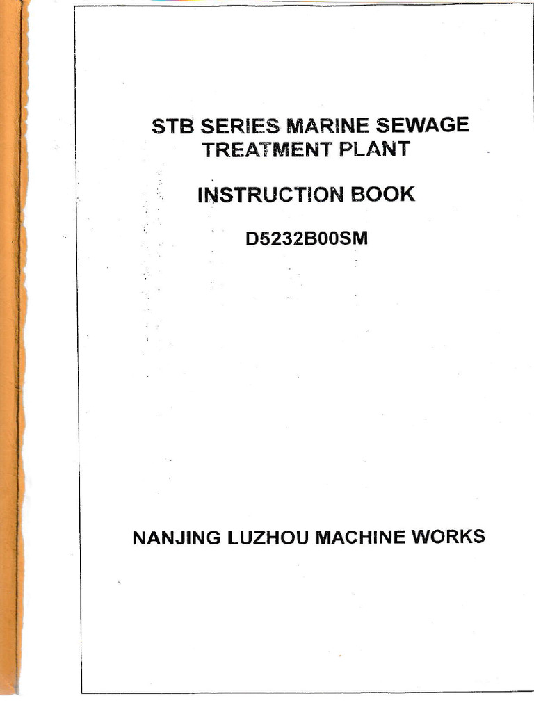 SEWAGE TREATMENT INSTRUCTION MANUAL | PDF | Chemical Engineering | Gases