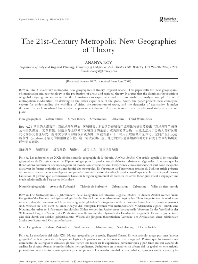 Roy-21st Century Metropolis - 0 | PDF | Postcolonialism | Theory